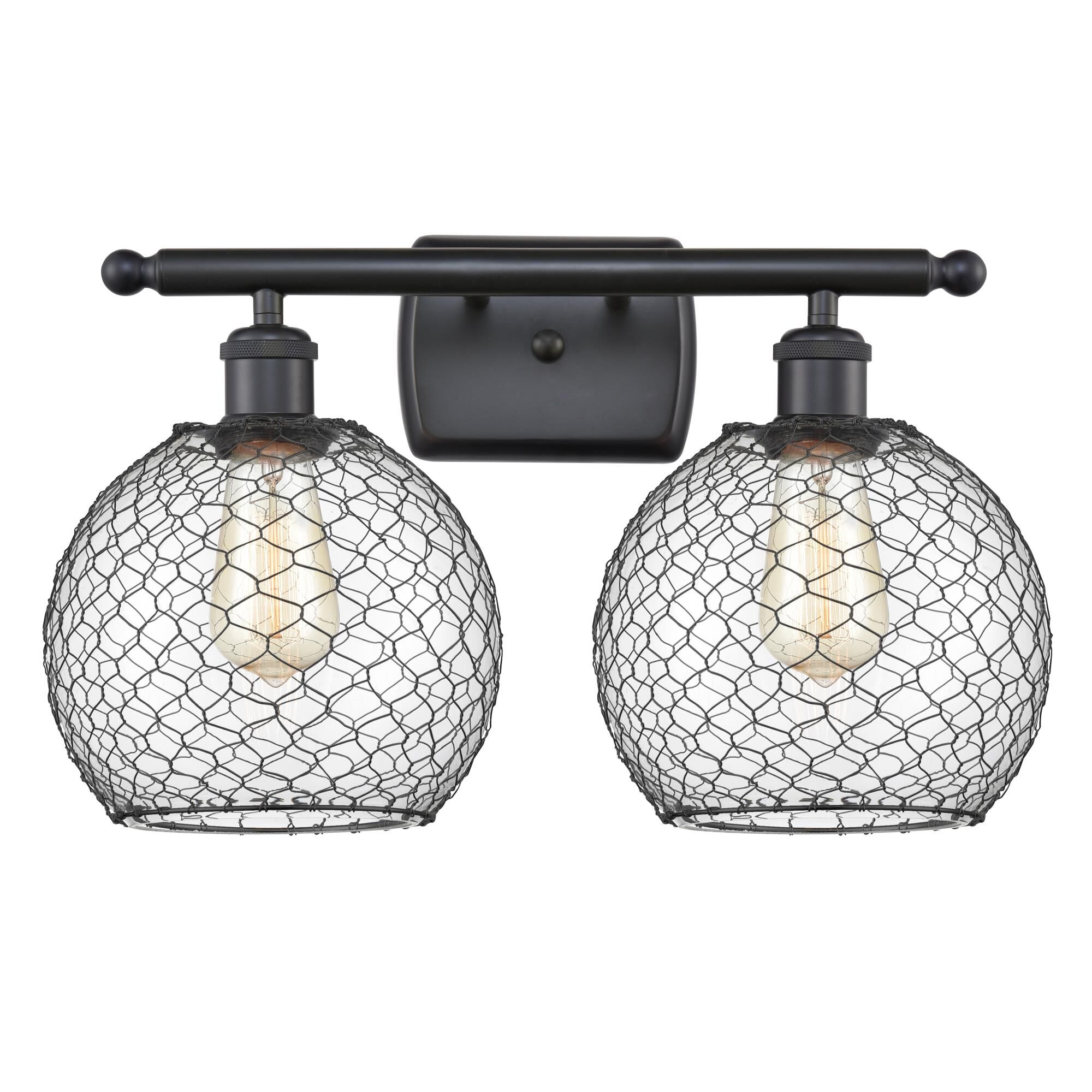 Bruno Marashlian Farmhouse Chicken Wire 16 Inch 2 Light Bath Vanity ...