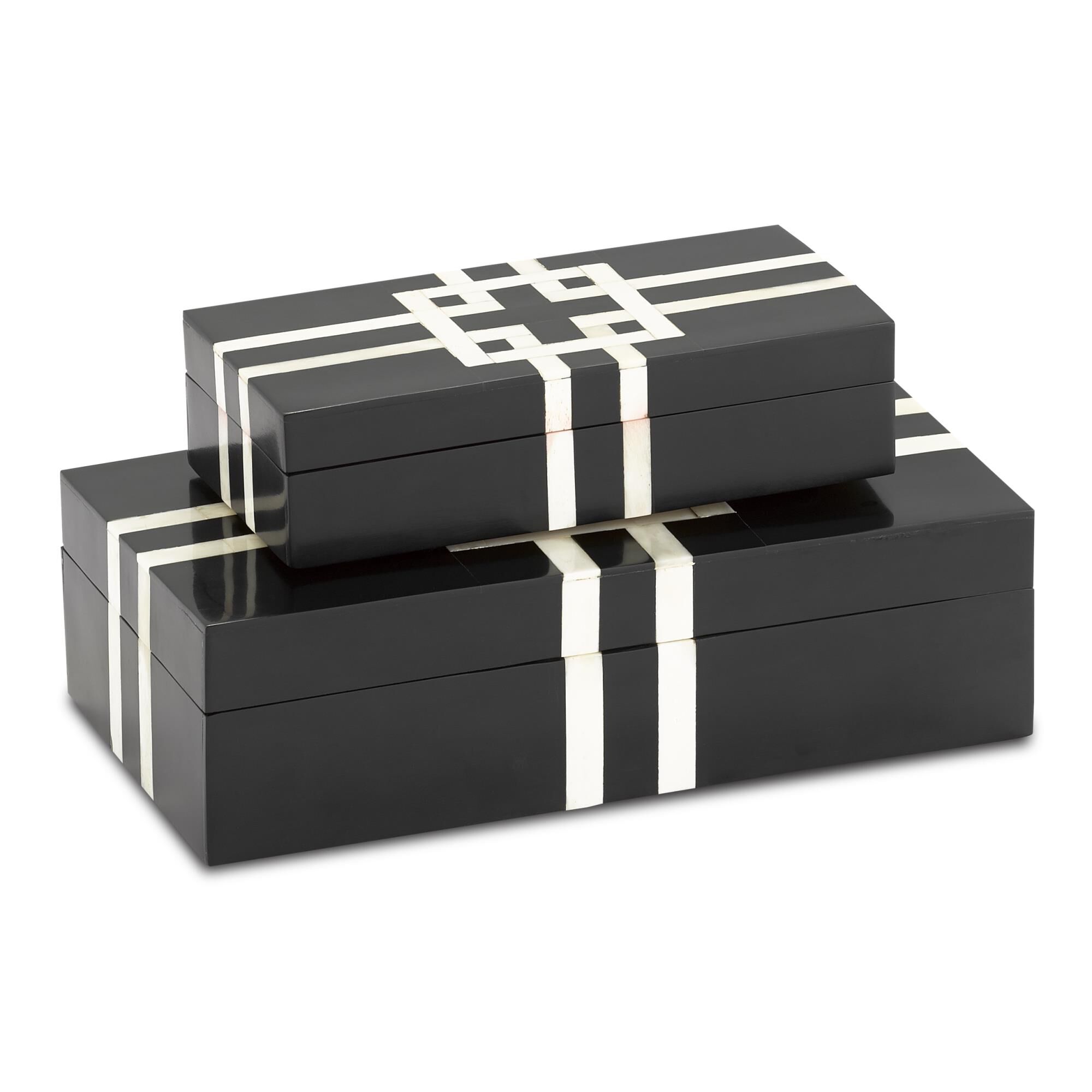 Black and White Lines Boxes Set of 2 Accent Box | Capitol Lighting