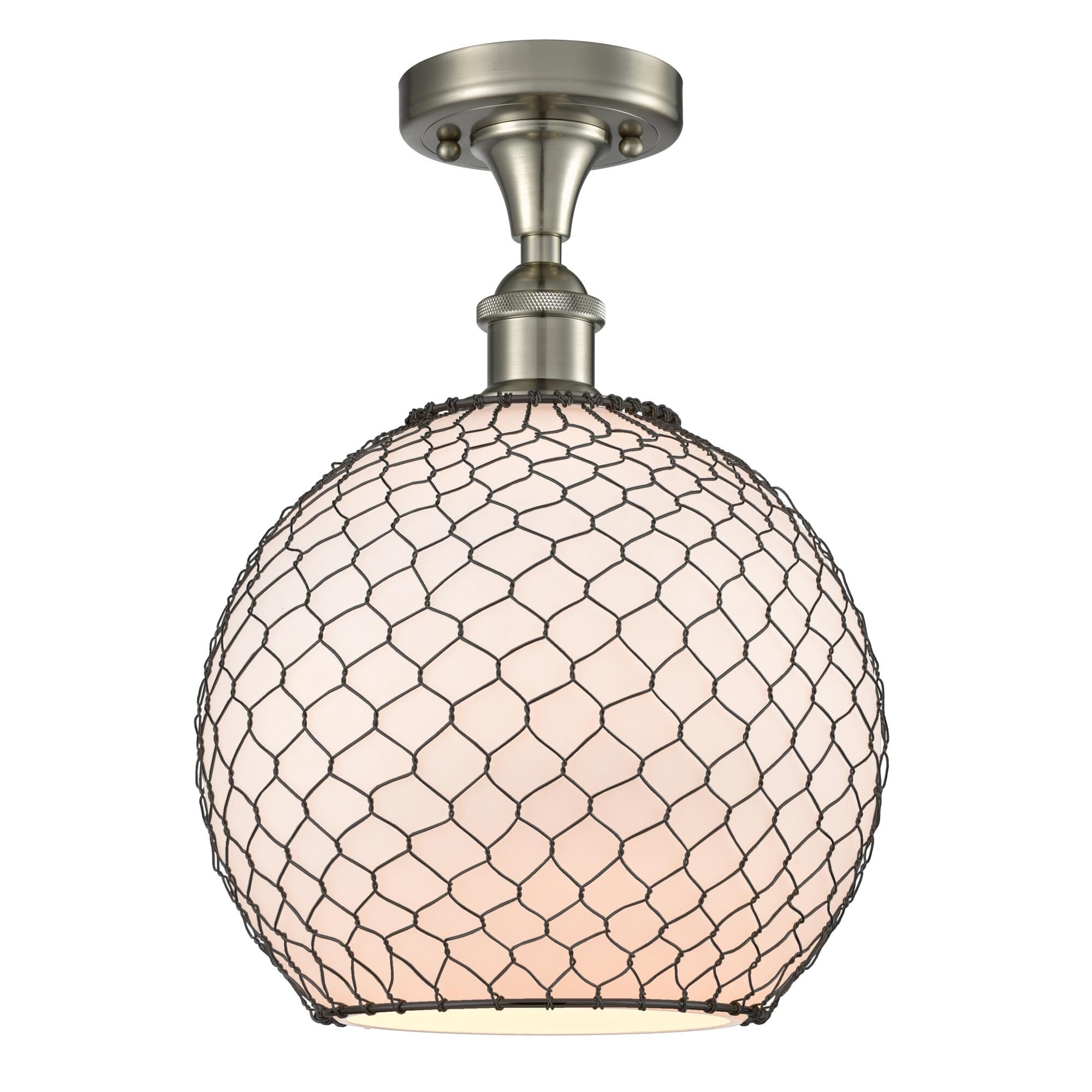 Bruno Marashlian Farmhouse Chicken Wire 10 Inch 1 Light Semi Flush ...