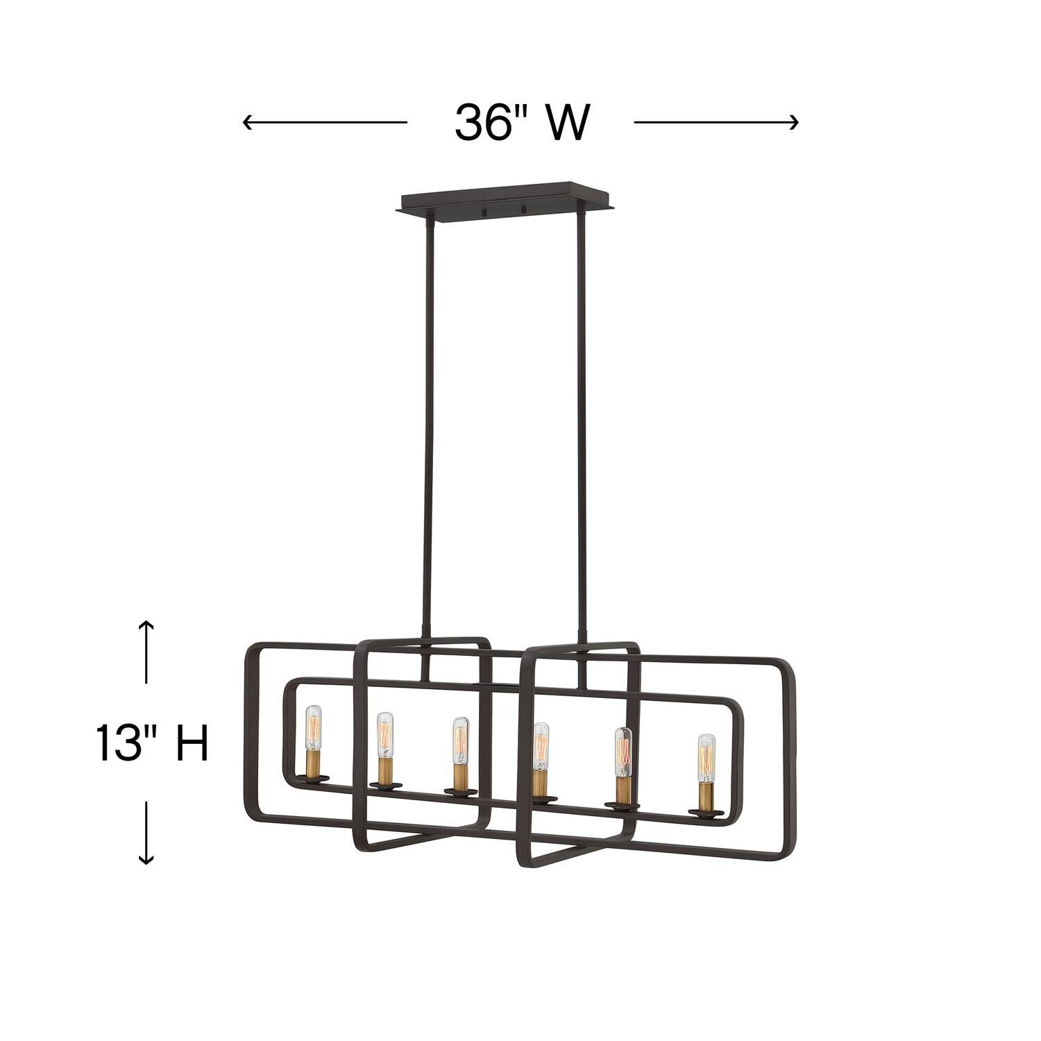 Quentin 36 Inch 6 Light Linear Suspension Light | Capitol Lighting