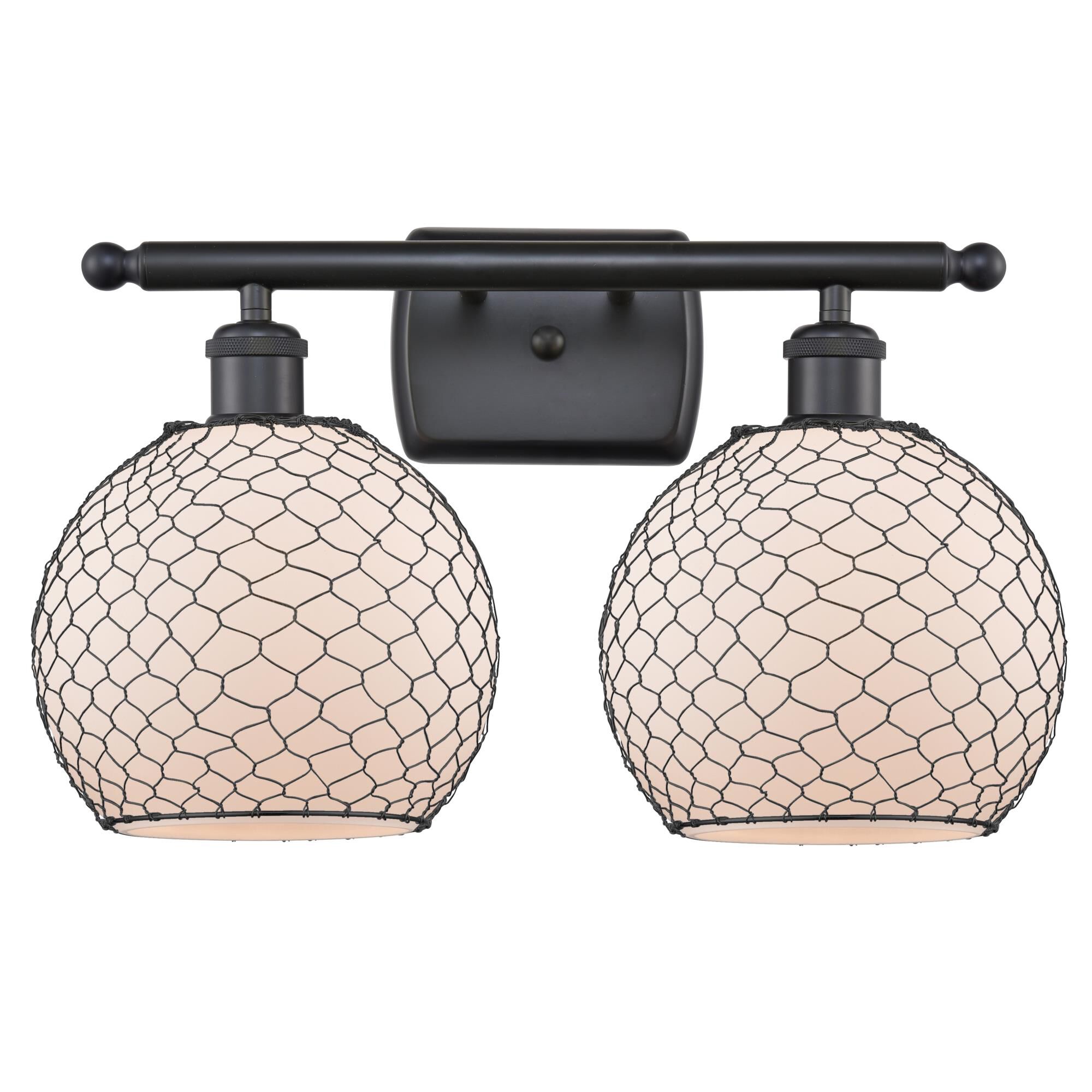 Bruno Marashlian Farmhouse Chicken Wire 16 Inch 2 Light Bath Vanity ...