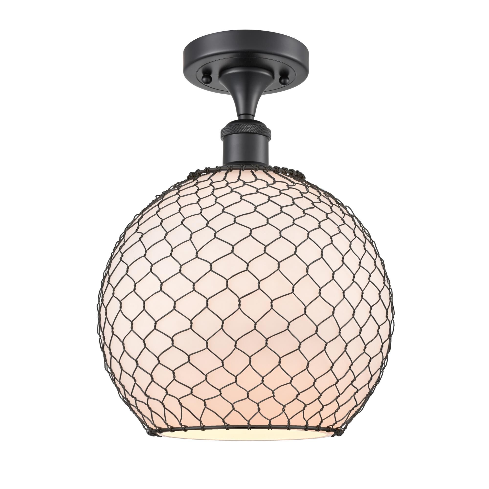 Bruno Marashlian Farmhouse Chicken Wire 10 Inch 1 Light Semi Flush ...