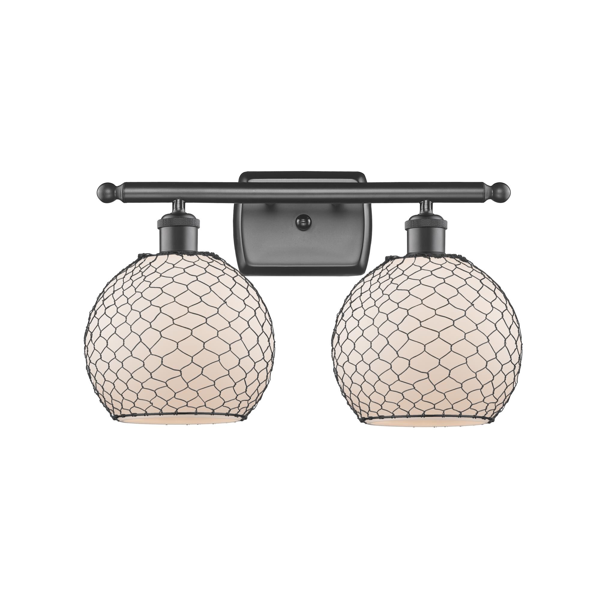 Bruno Marashlian Farmhouse Chicken Wire 16 Inch 2 Light Bath Vanity ...