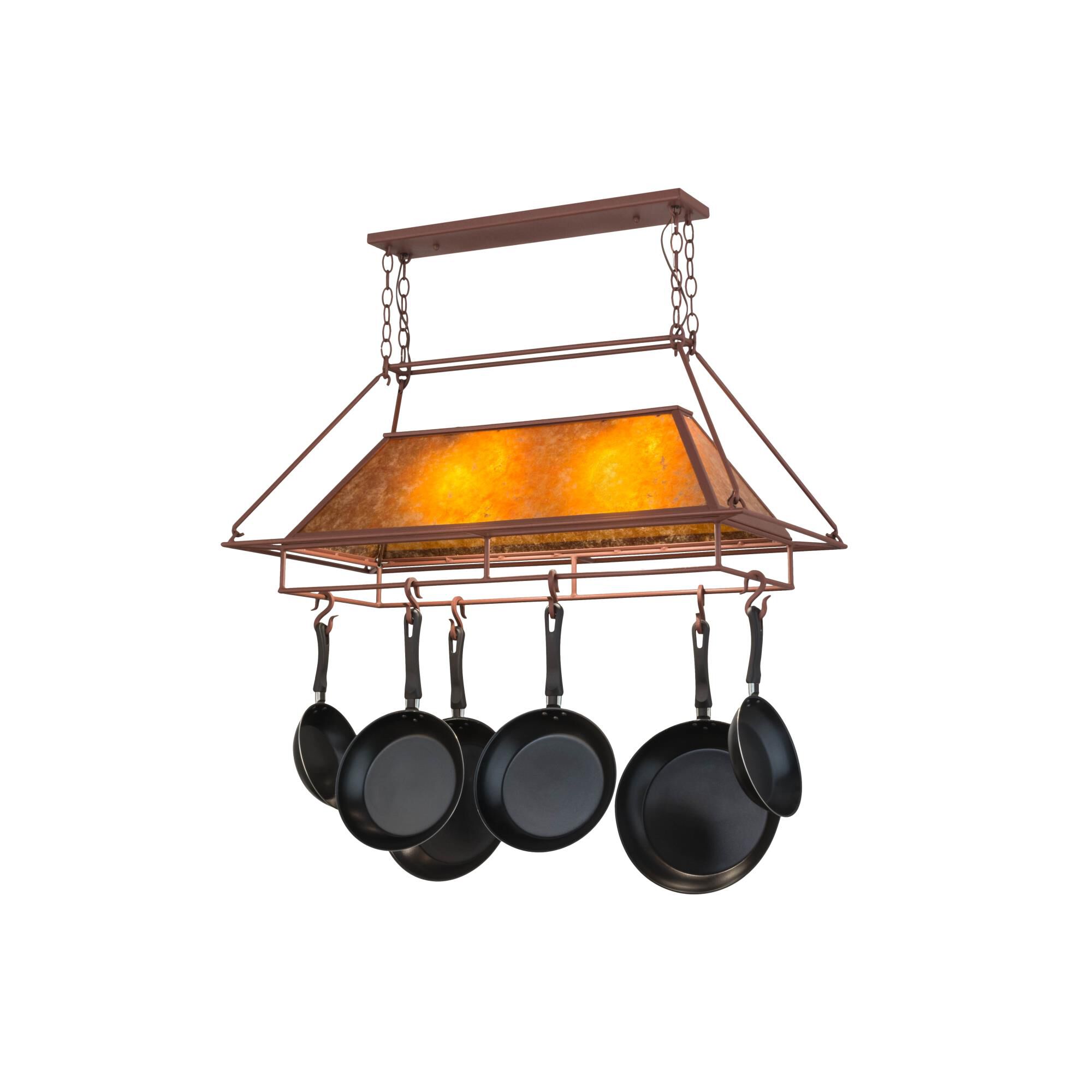 Simple Mission 39 Inch 2 Light Lighted Pot Rack | Capitol Lighting