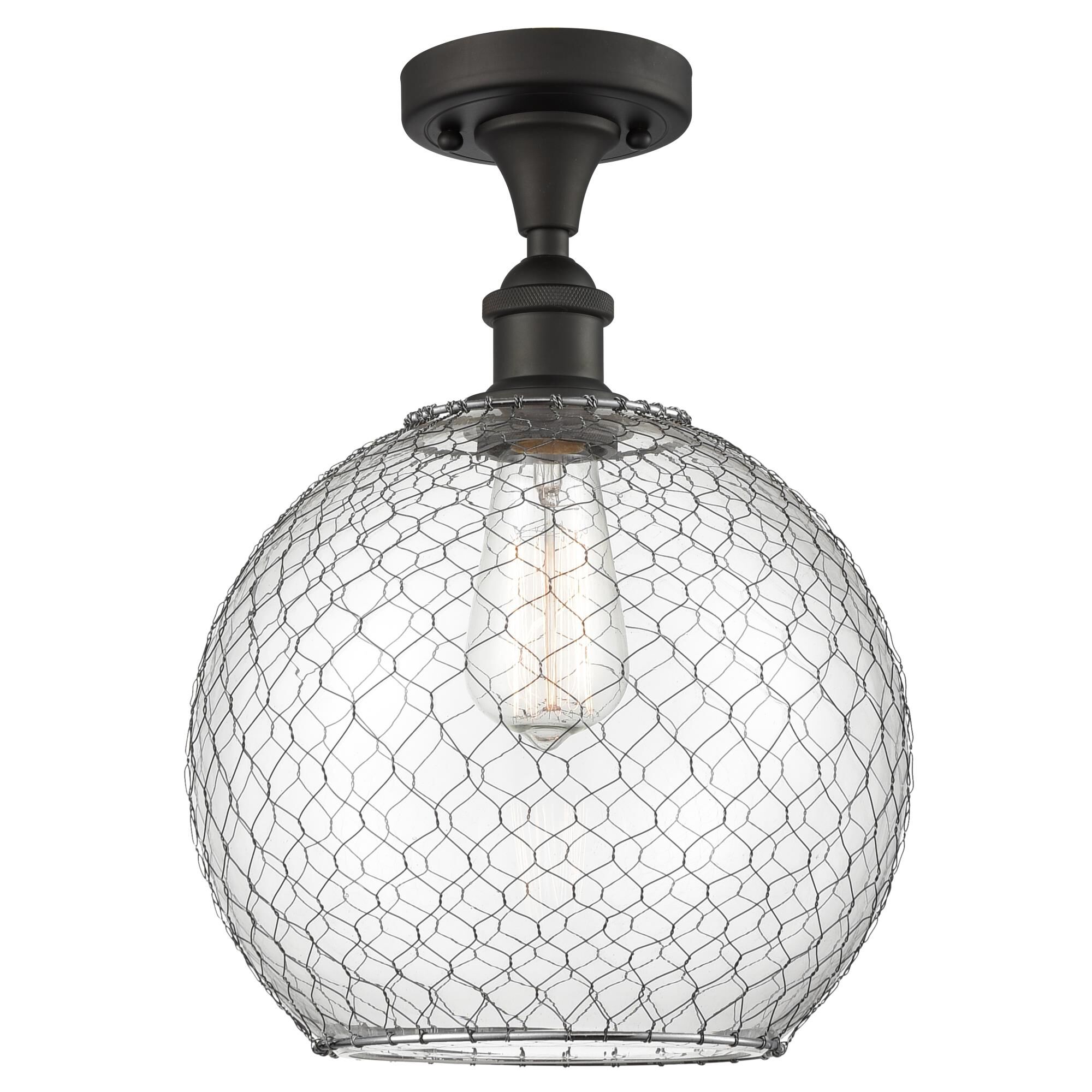 Bruno Marashlian Farmhouse Chicken Wire 10 Inch 1 Light Semi Flush ...