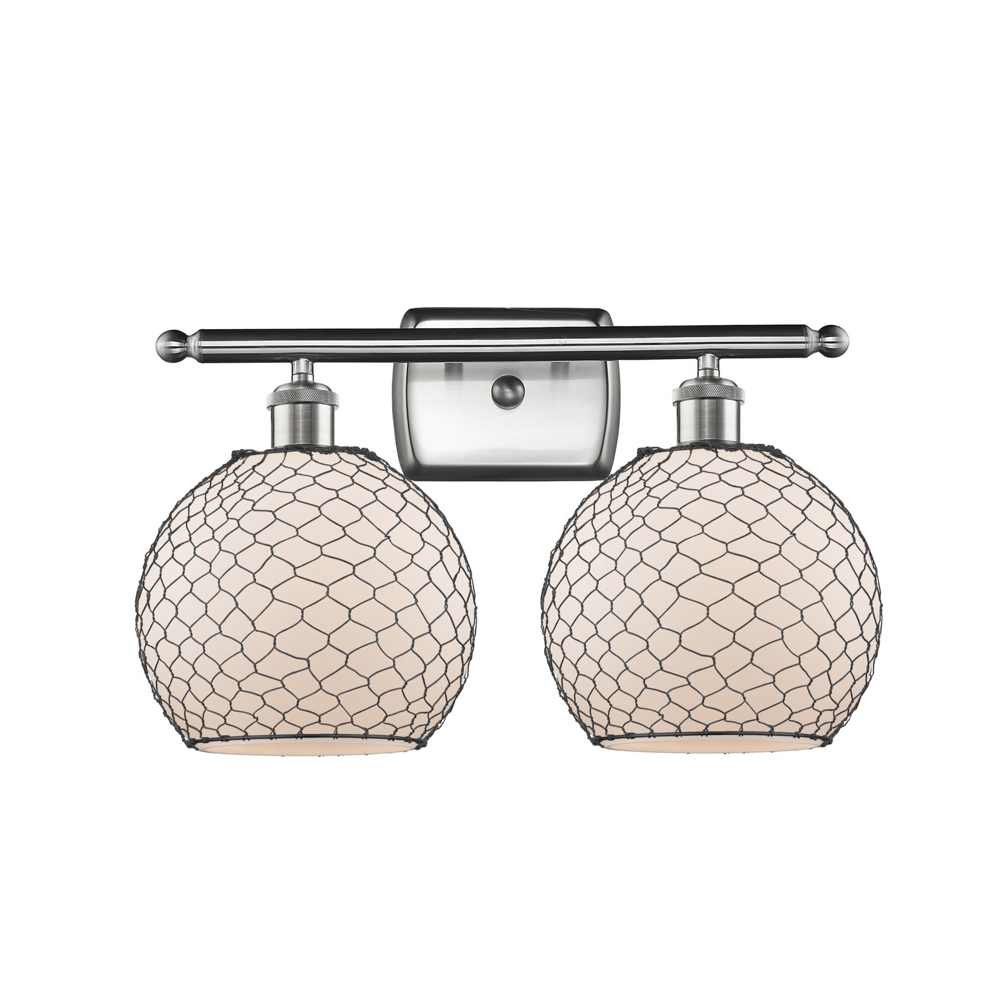 Bruno Marashlian Farmhouse Chicken Wire 16 Inch 2 Light Bath Vanity ...