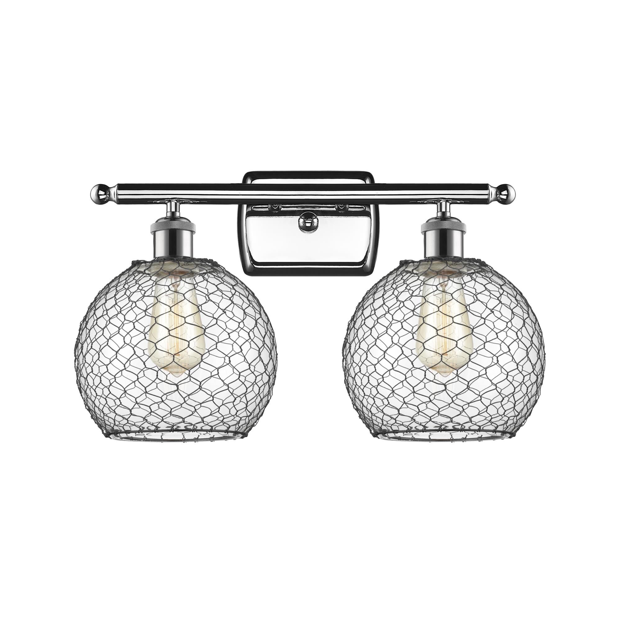Bruno Marashlian Farmhouse Chicken Wire 16 Inch 2 Light Bath Vanity ...