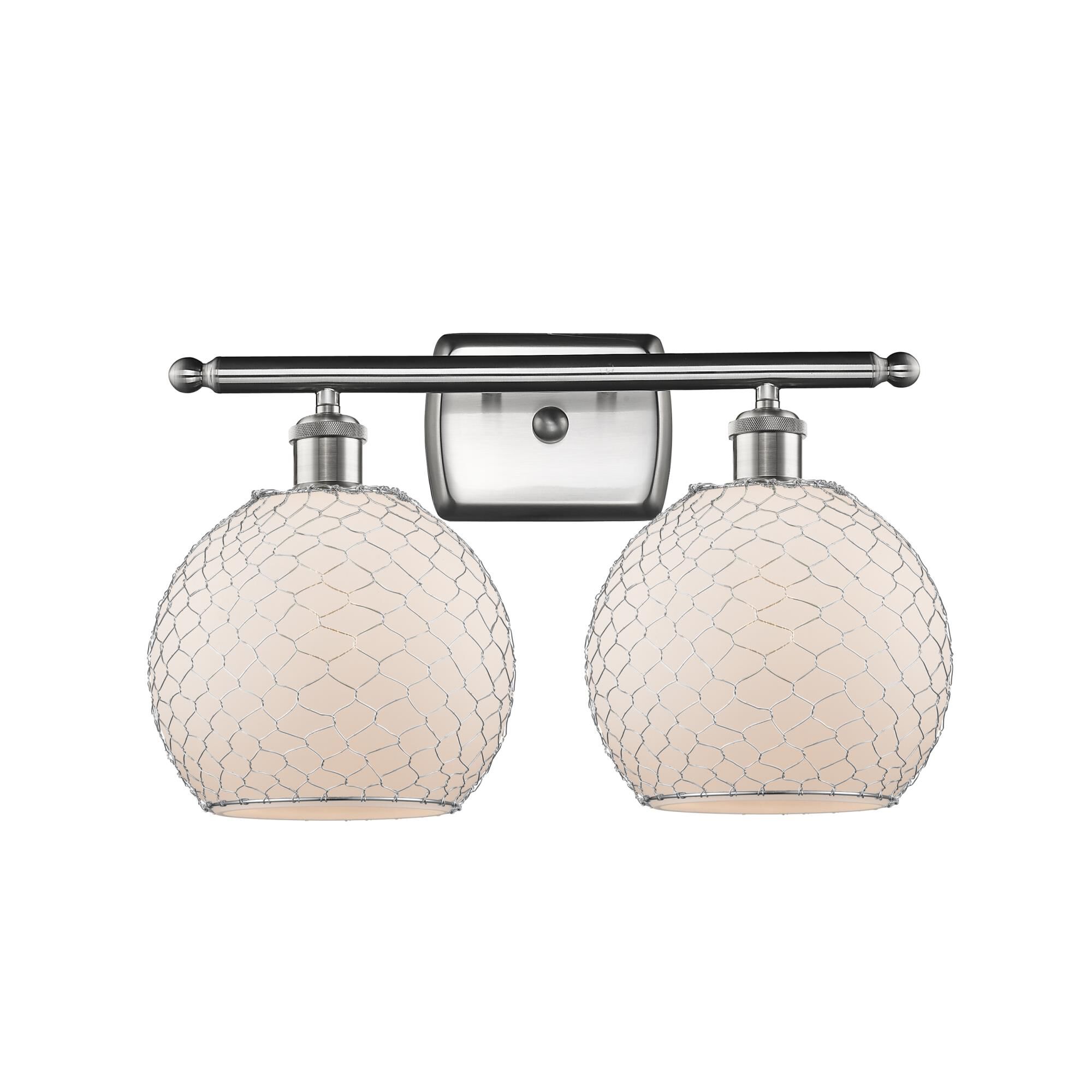 Bruno Marashlian Farmhouse Chicken Wire 16 Inch 2 Light Bath Vanity ...