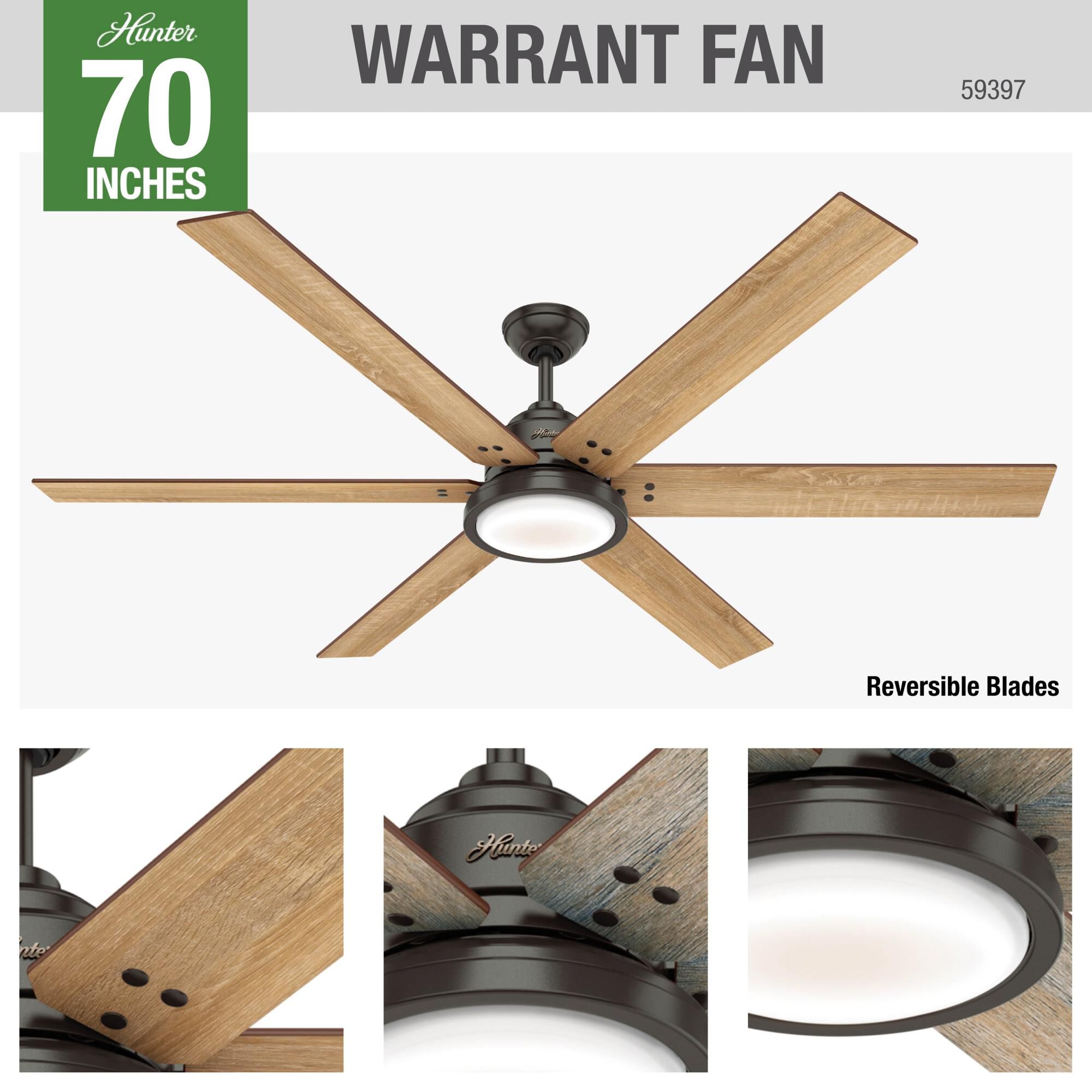 Warrant 70 Inch Ceiling Fan with Light Kit | Capitol Lighting