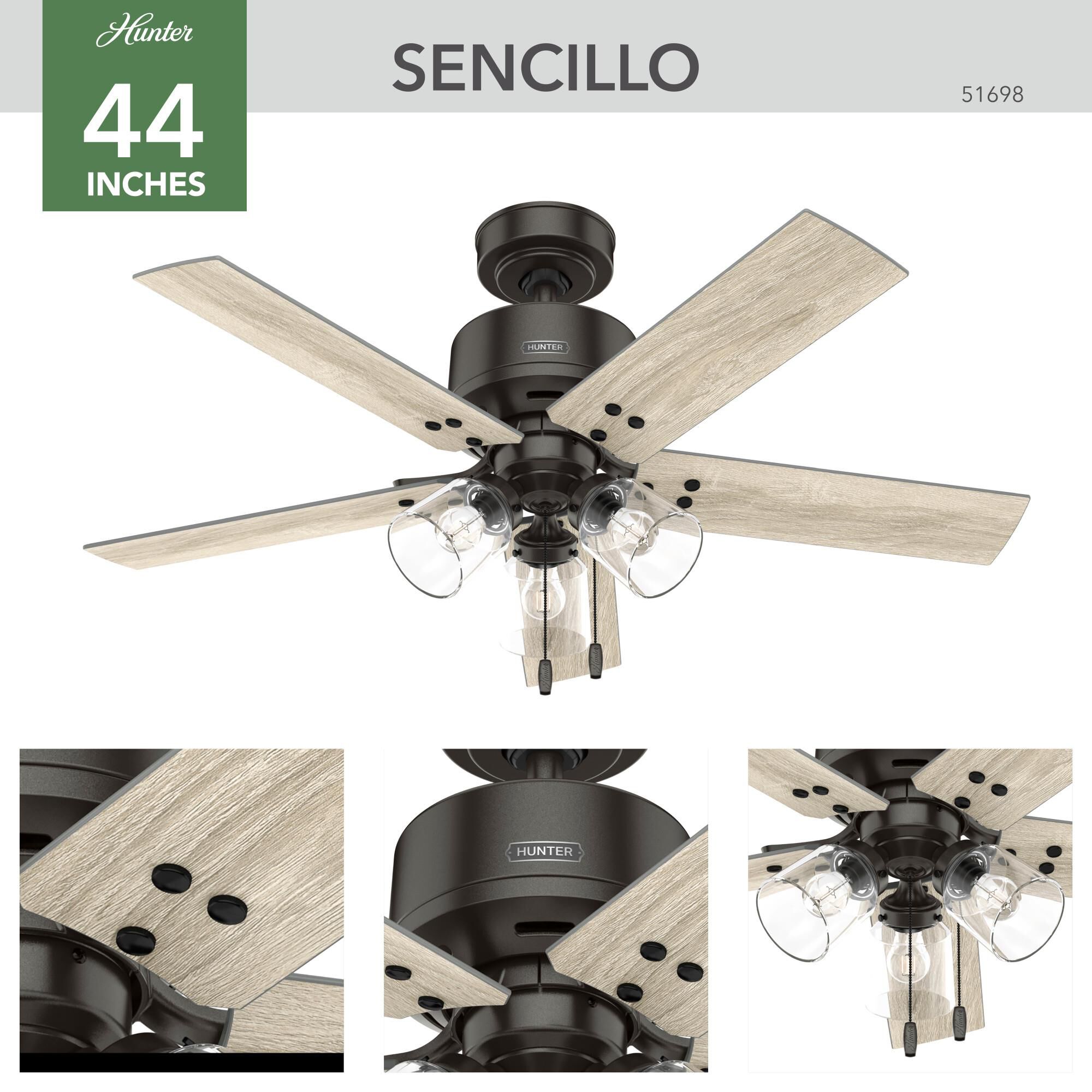 Sencillo 44 Inch Ceiling Fan with Light Kit | Capitol Lighting
